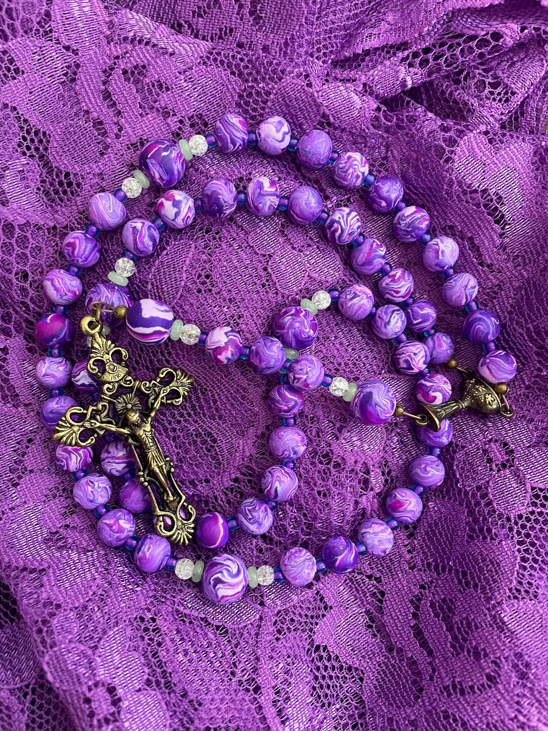 Rosary Handmade Clay Bead First Holy Communion Purple - Etsy