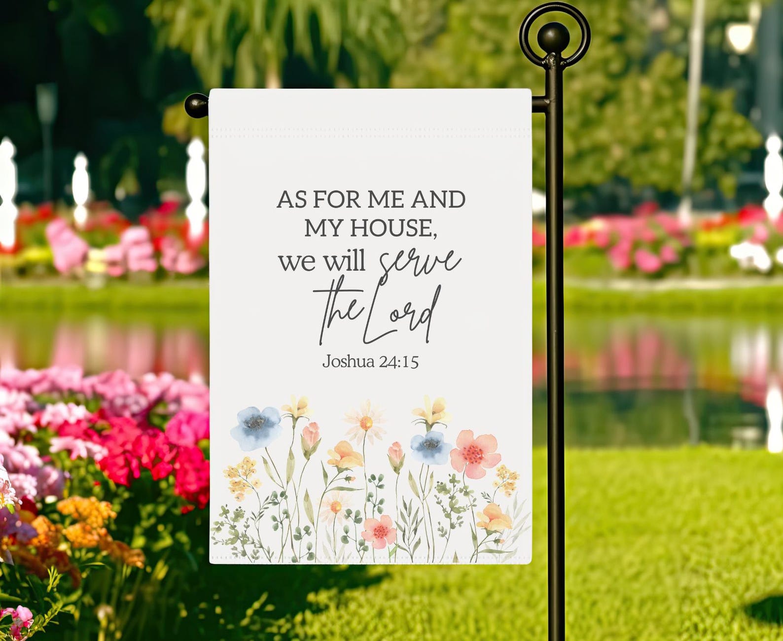 Floral Scripture Garden Flag, Christian Bible Verse Banner - Etsy