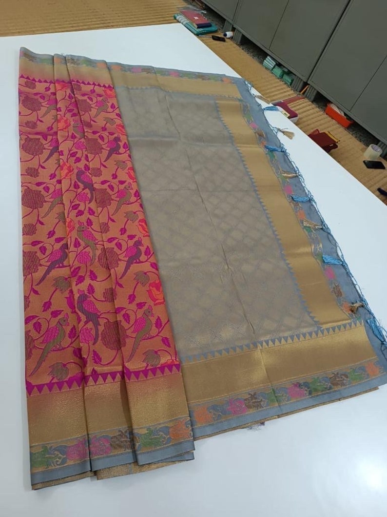 Semi Soft Silk Saree With Fall and Pico - Etsy