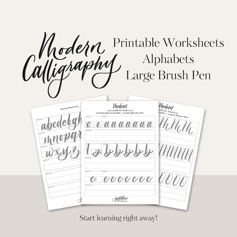 Lower & Uppercase Alphabets (large Brush Pen) Calligraphy Digital ...