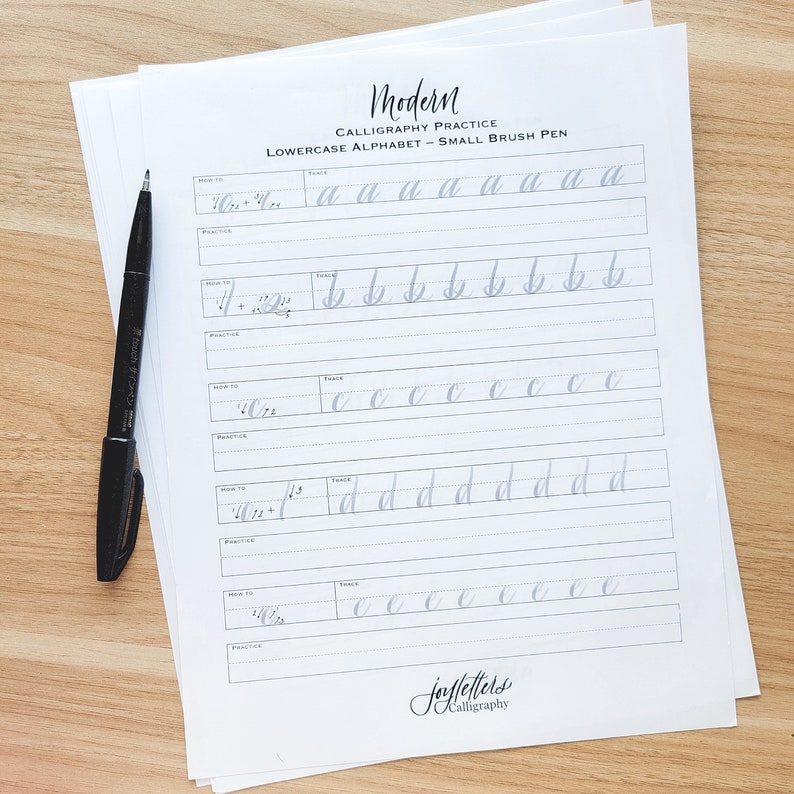 Lower & Uppercase Alphabets small Brush Pen Calligraphy Digital ...