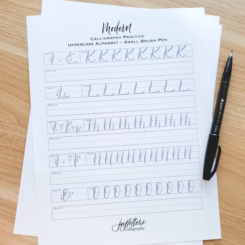 Lower & Uppercase Alphabets small Brush Pen Calligraphy Digital ...