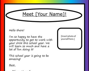 Rainbow Crayon Meet the Teacher Letter Template: Editable Printable ...
