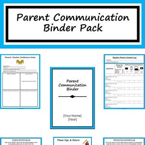 Parent Communication Binder Pack - Aqua - Etsy