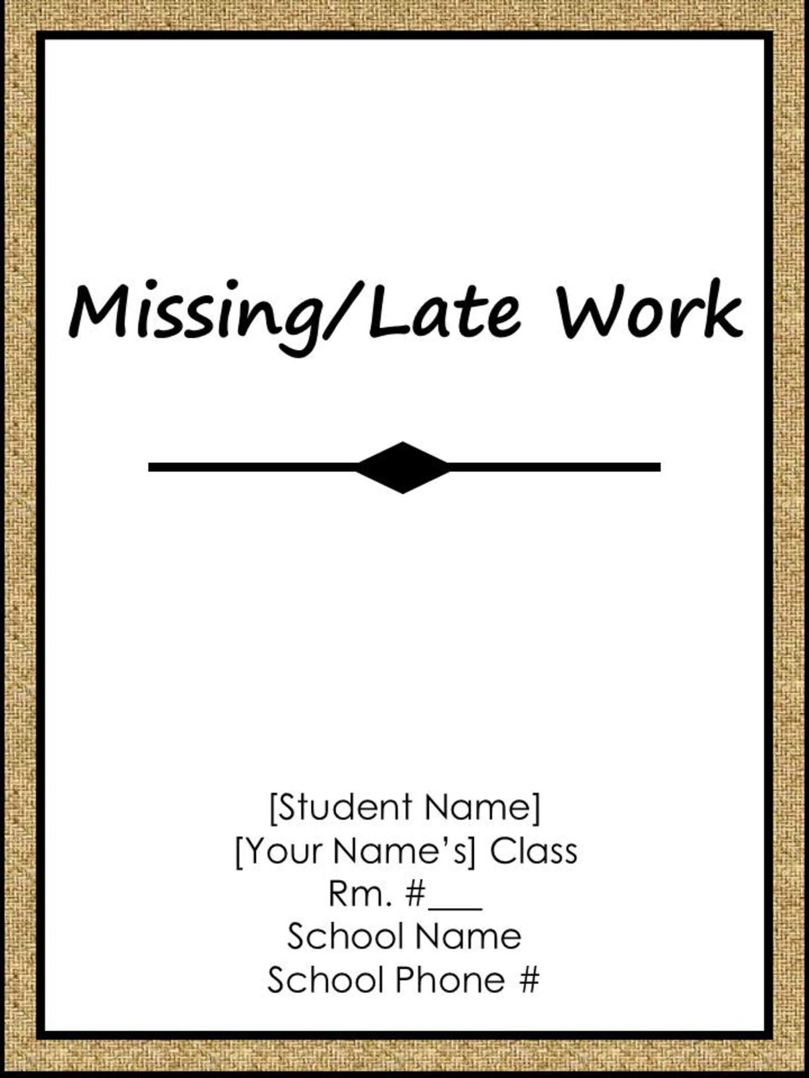 Missing/late Work Tracker With Excuse Slips - Burlap - Etsy