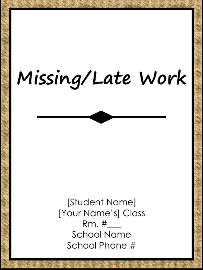 Missing/late Work Tracker With Excuse Slips - Burlap - Etsy