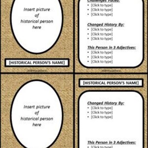 Historical Figures Trading Card Templates - Etsy