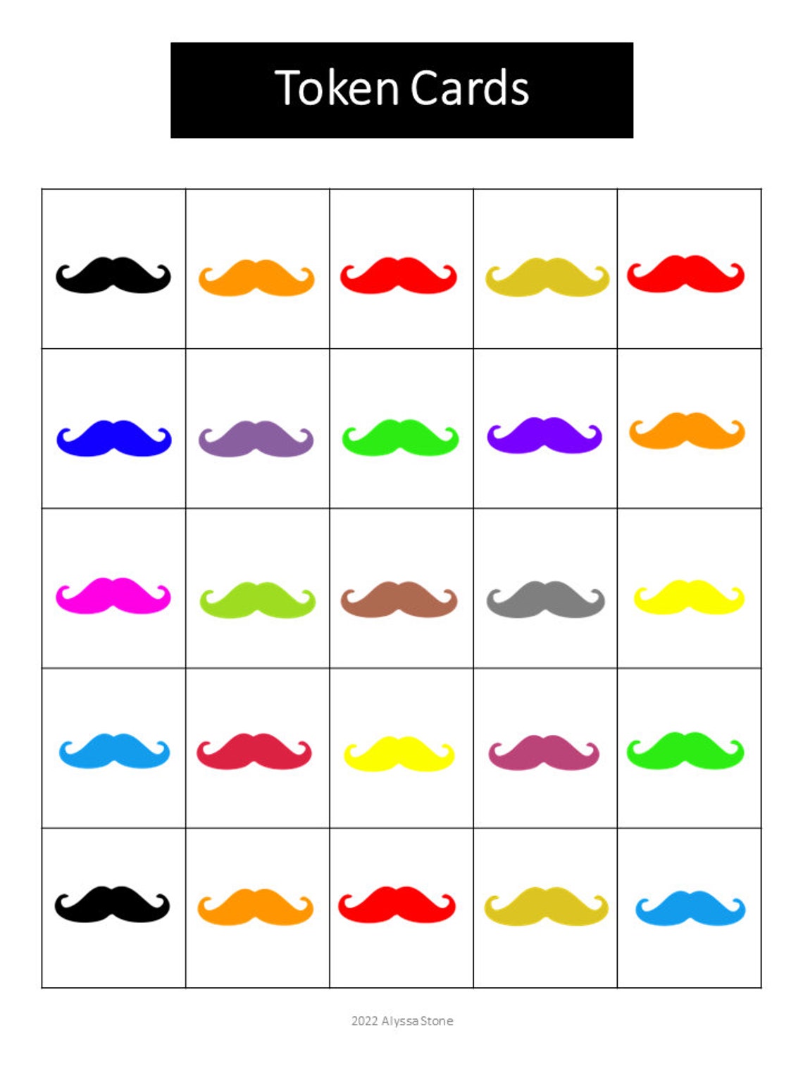 Editable Token Boards Moustaches Special Education - Etsy