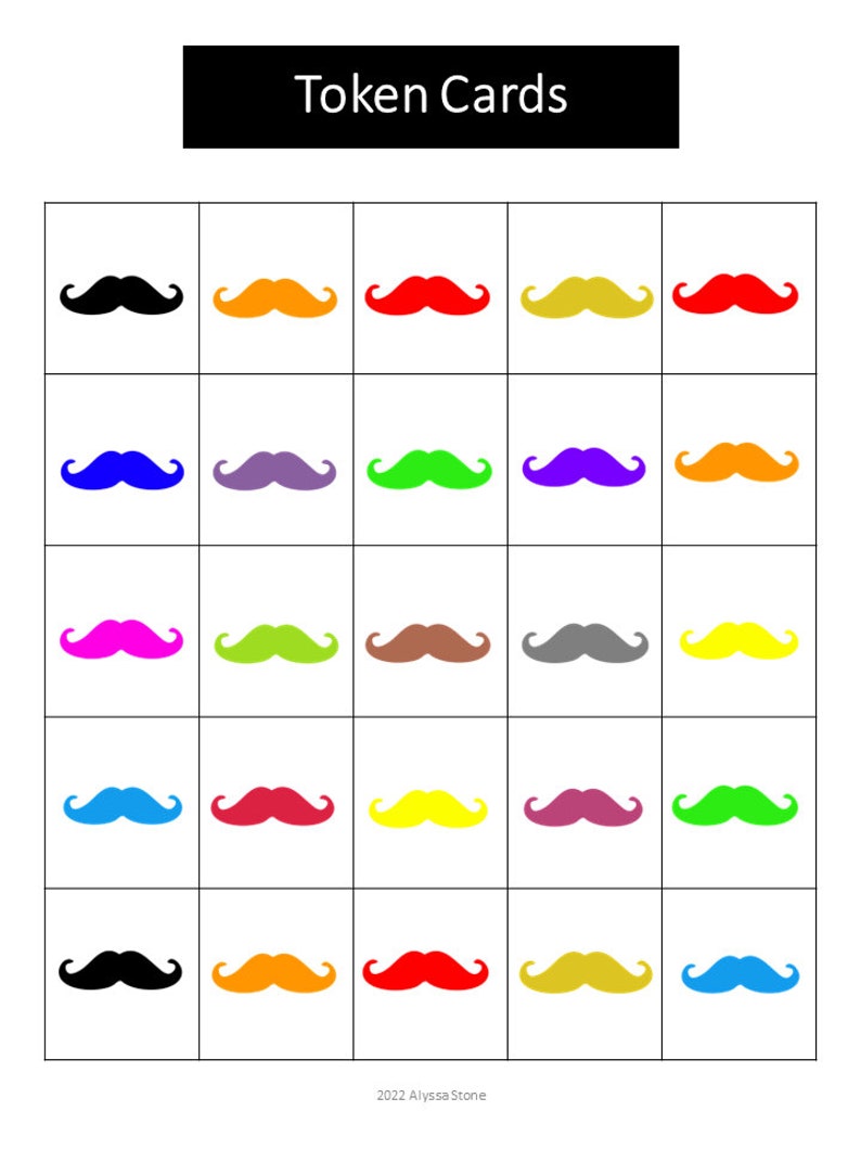 Editable Token Boards Moustaches Special Education - Etsy