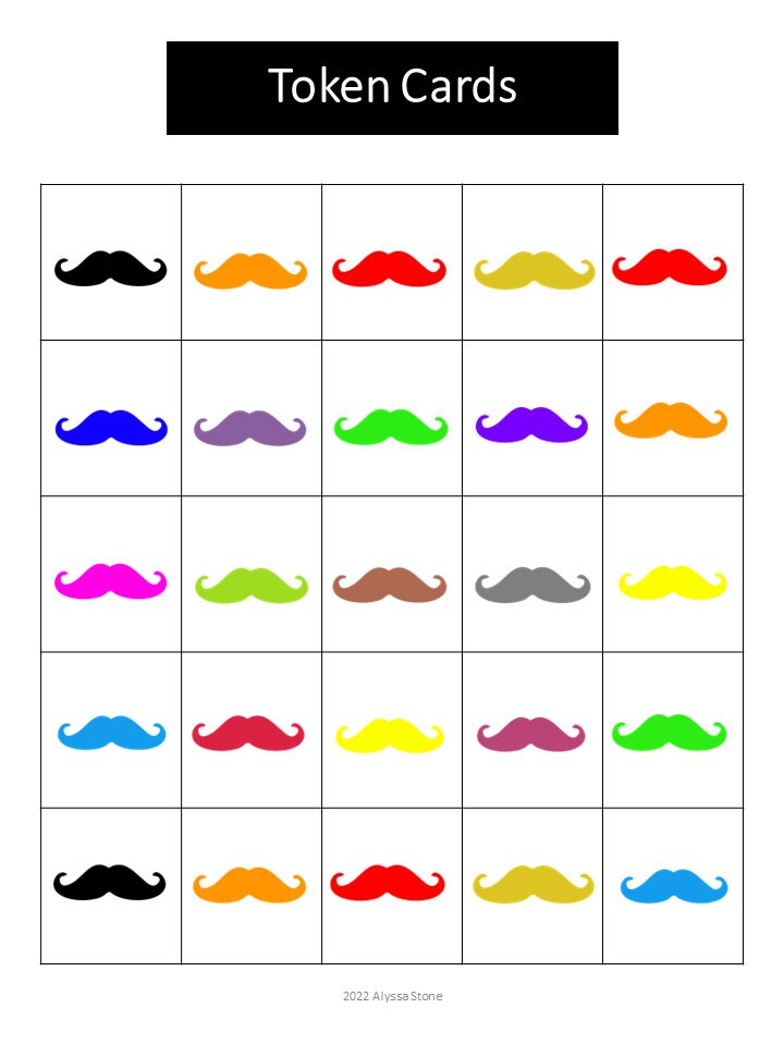 Editable Token Boards - Moustaches | Special Education - Etsy