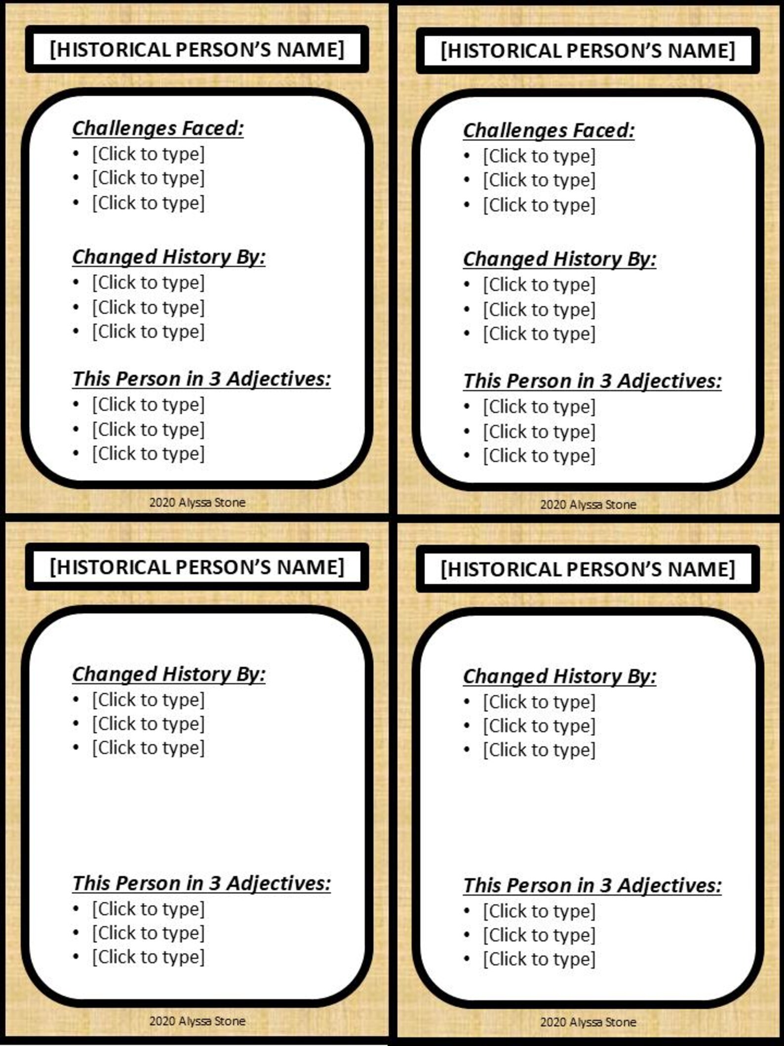 Historical Figures Trading Card Templates - Etsy