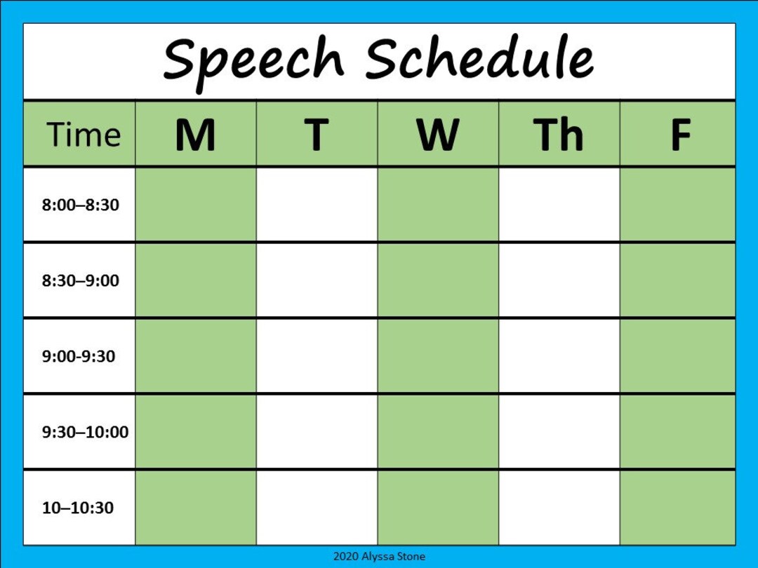 Speech Schedule A-4 POSTER - Lime & Aqua - Etsy