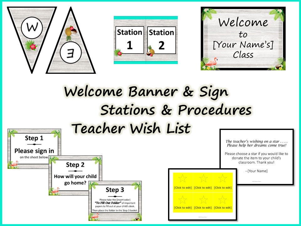 Meet the Teacher Night Pack - Tropical {editable} - Etsy