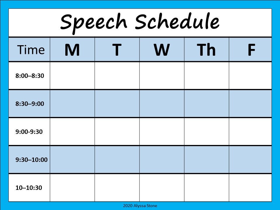 Speech Schedule A-4 POSTER - Aqua - Etsy