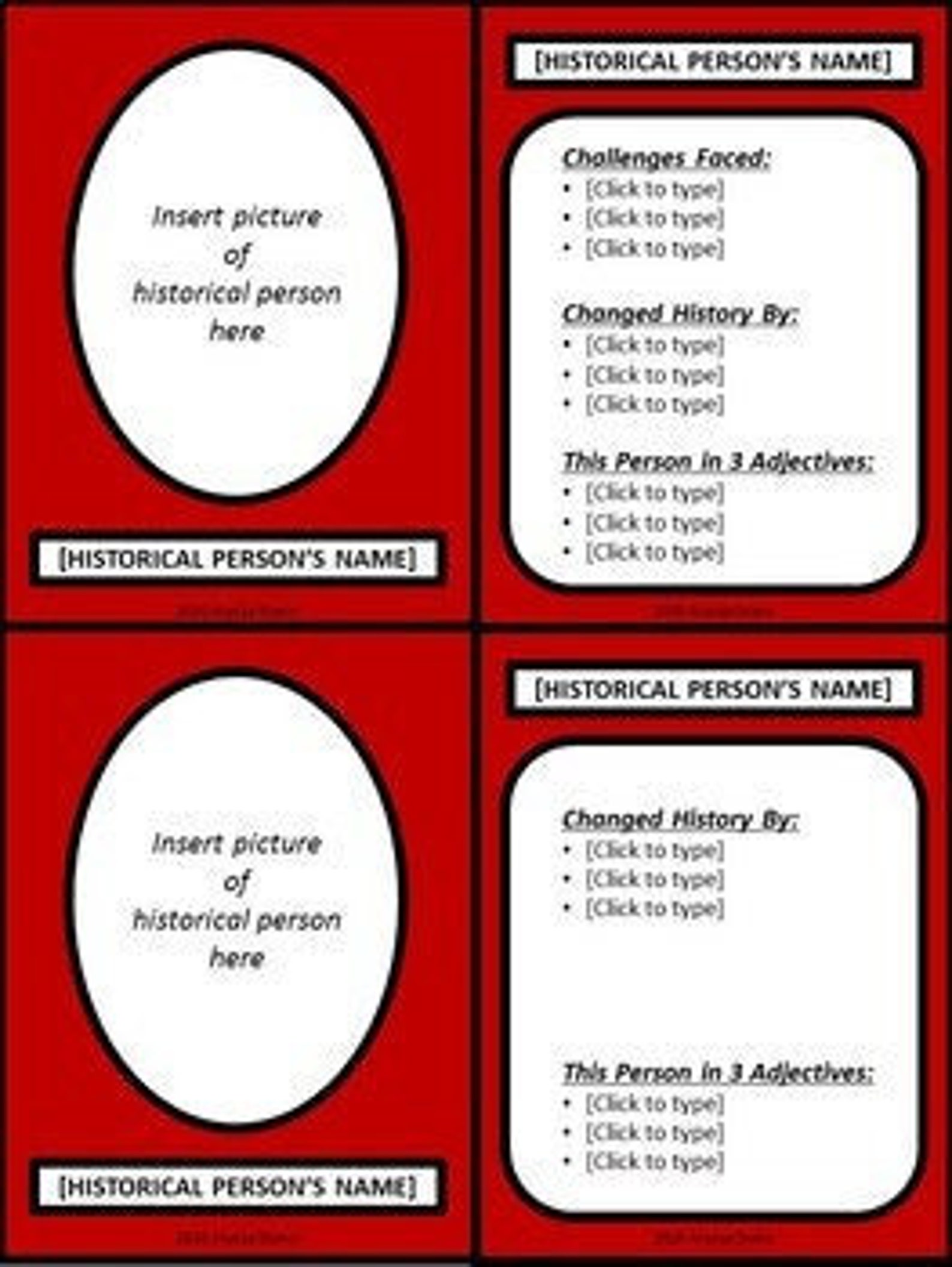 Historical Figures Trading Card Templates - Etsy