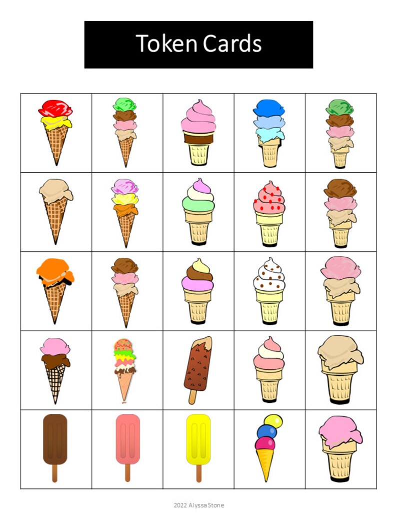 Editable Token Boards - FOOD - Ice Cream | Special Education - Etsy