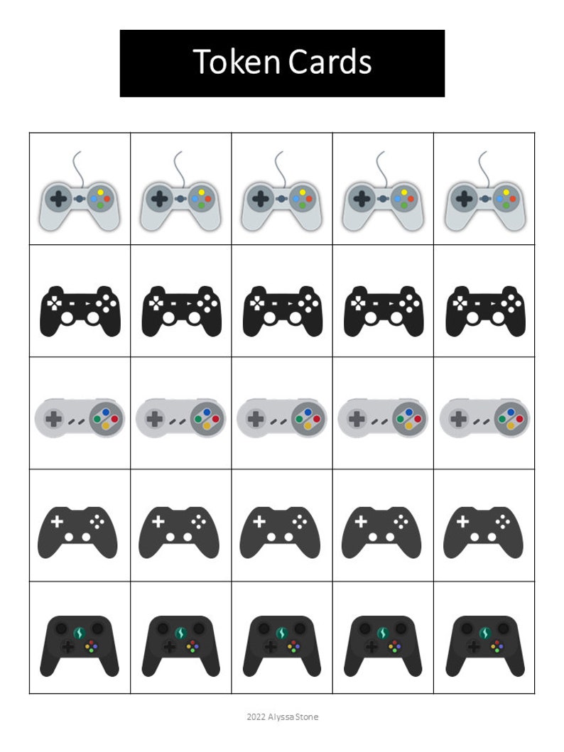 Editable Token Boards - Videogames | Special Education - Etsy