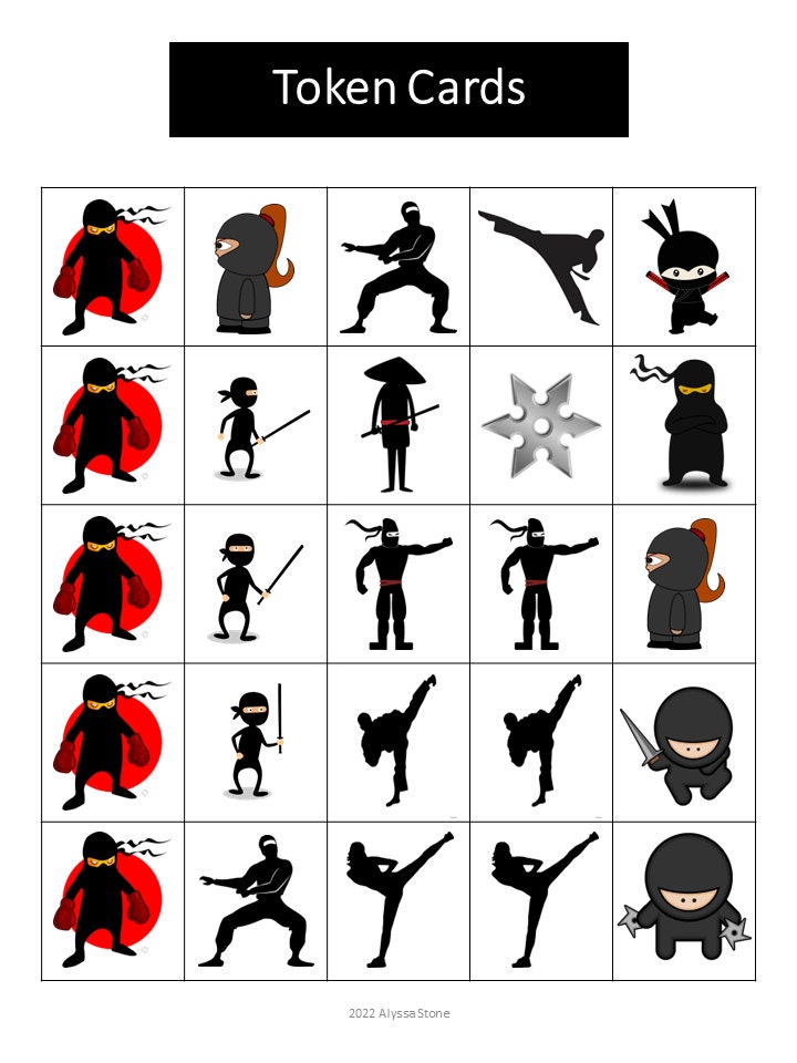 Editable Token Boards - Ninjas | Special Education - Etsy