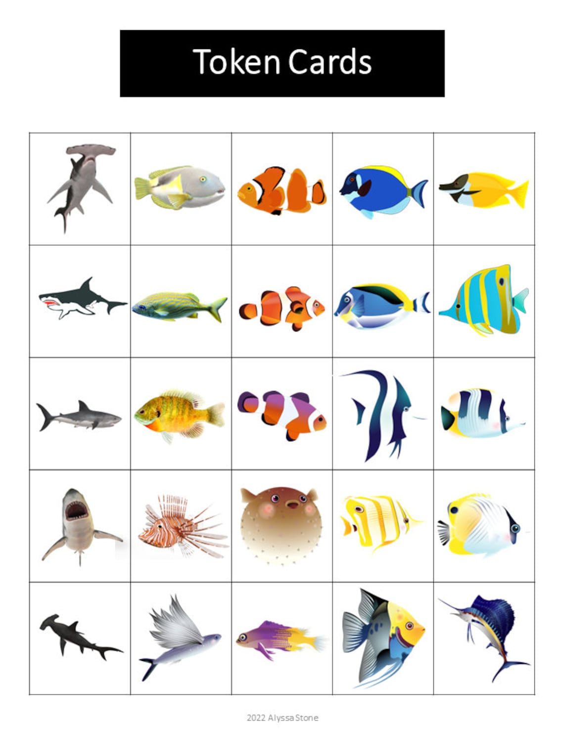 Editable Token Boards - ANIMALS - Ocean Animals | Special Education - Etsy