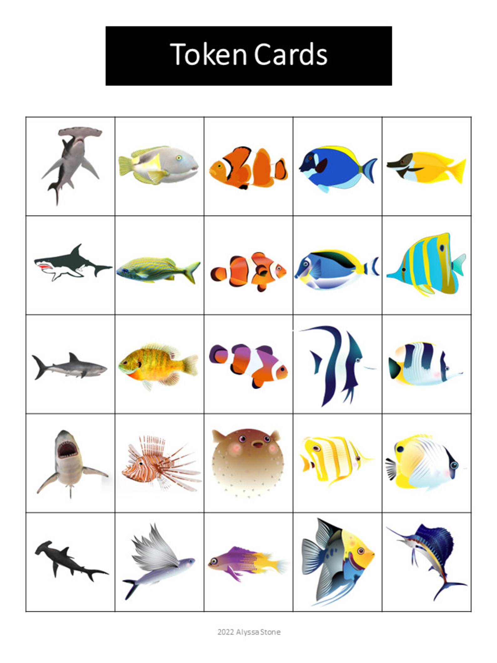Editable Token Boards - ANIMALS - Ocean Animals | Special Education - Etsy