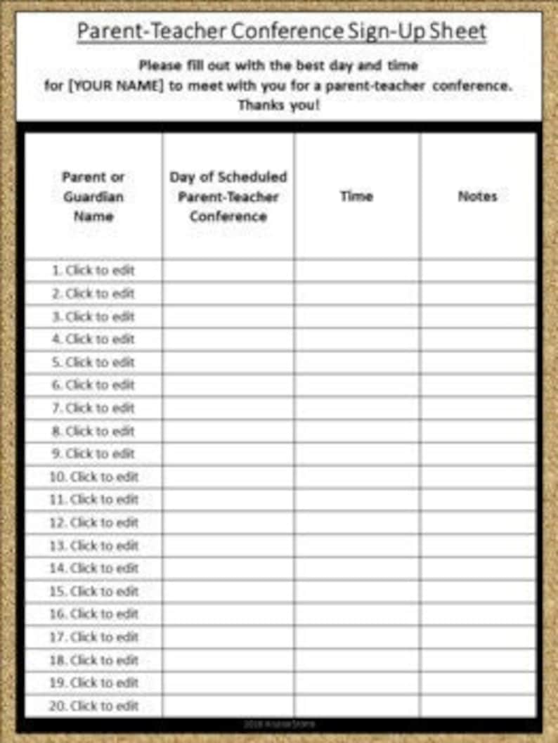 Parent-teacher Conference Sign-up Sheet - Burlap - Etsy