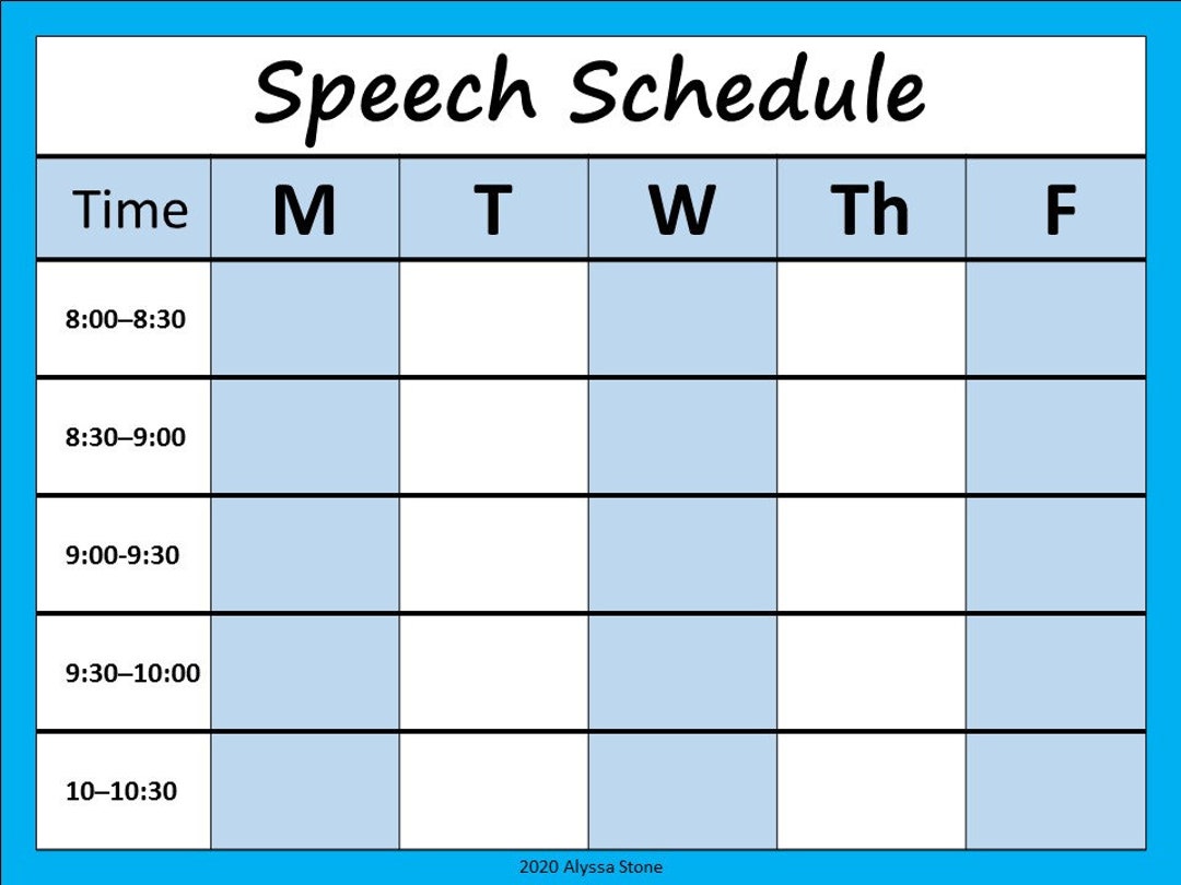 Speech Schedule A-4 POSTER - Aqua - Etsy
