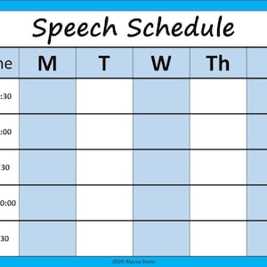 Speech Schedule A-4 POSTER Aqua - Etsy