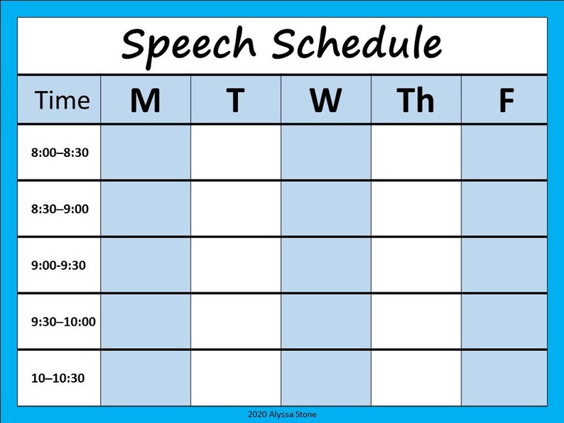 Speech Schedule A-4 POSTER - Aqua - Etsy