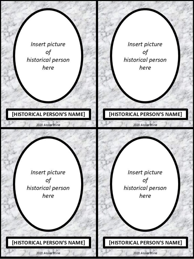 Historical Figures Trading Card Templates - Etsy