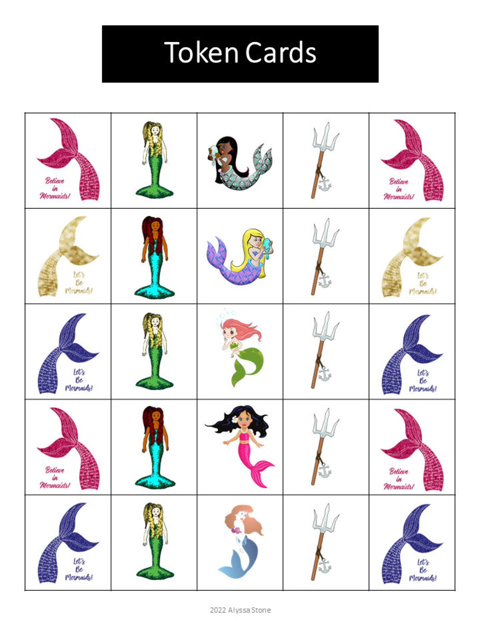 Editable Token Boards - FAIRYTALES - Mermaids 2 | Special Education - Etsy