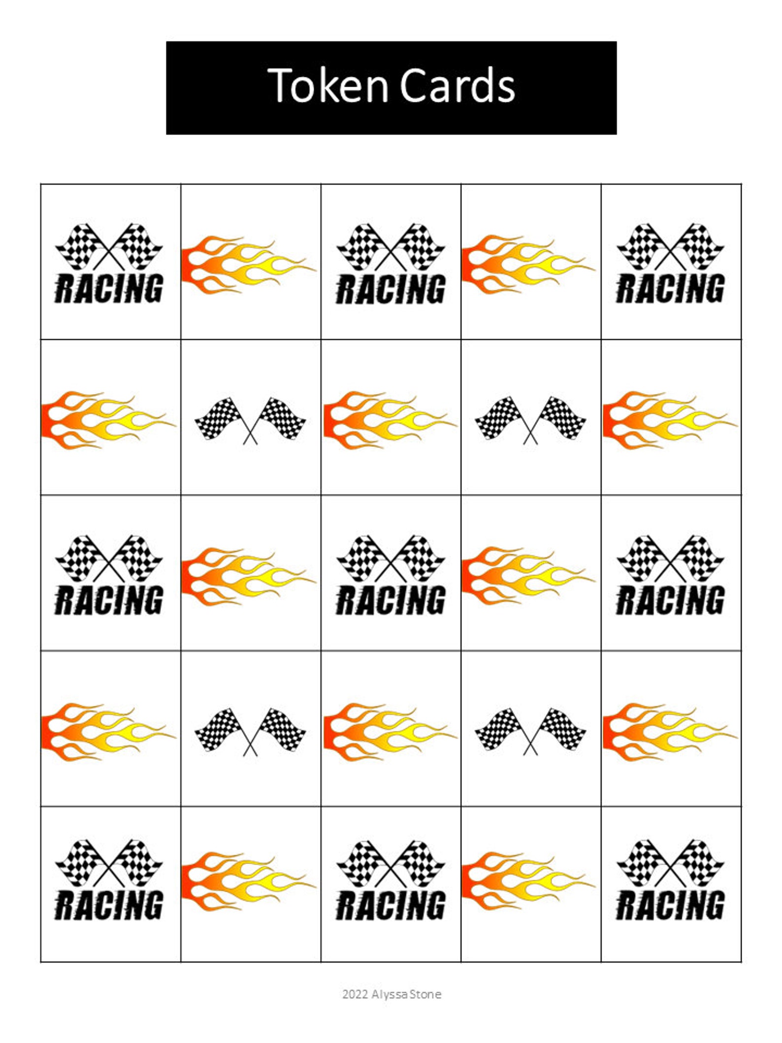 Editable Token Boards - Racecars | Special Education - Etsy