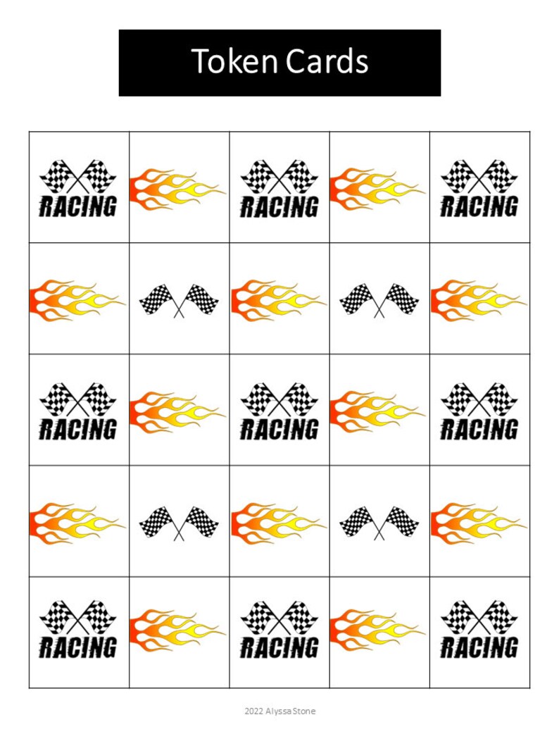 Editable Token Boards - Racecars | Special Education - Etsy