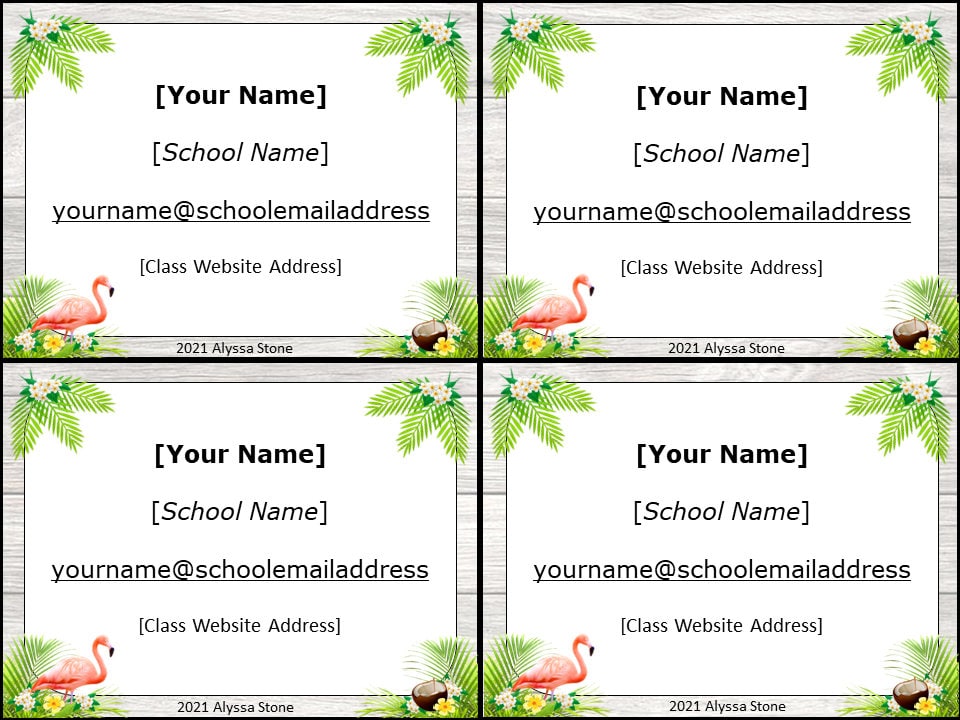 Meet the Teacher Night Business Cards - Tropical - Etsy
