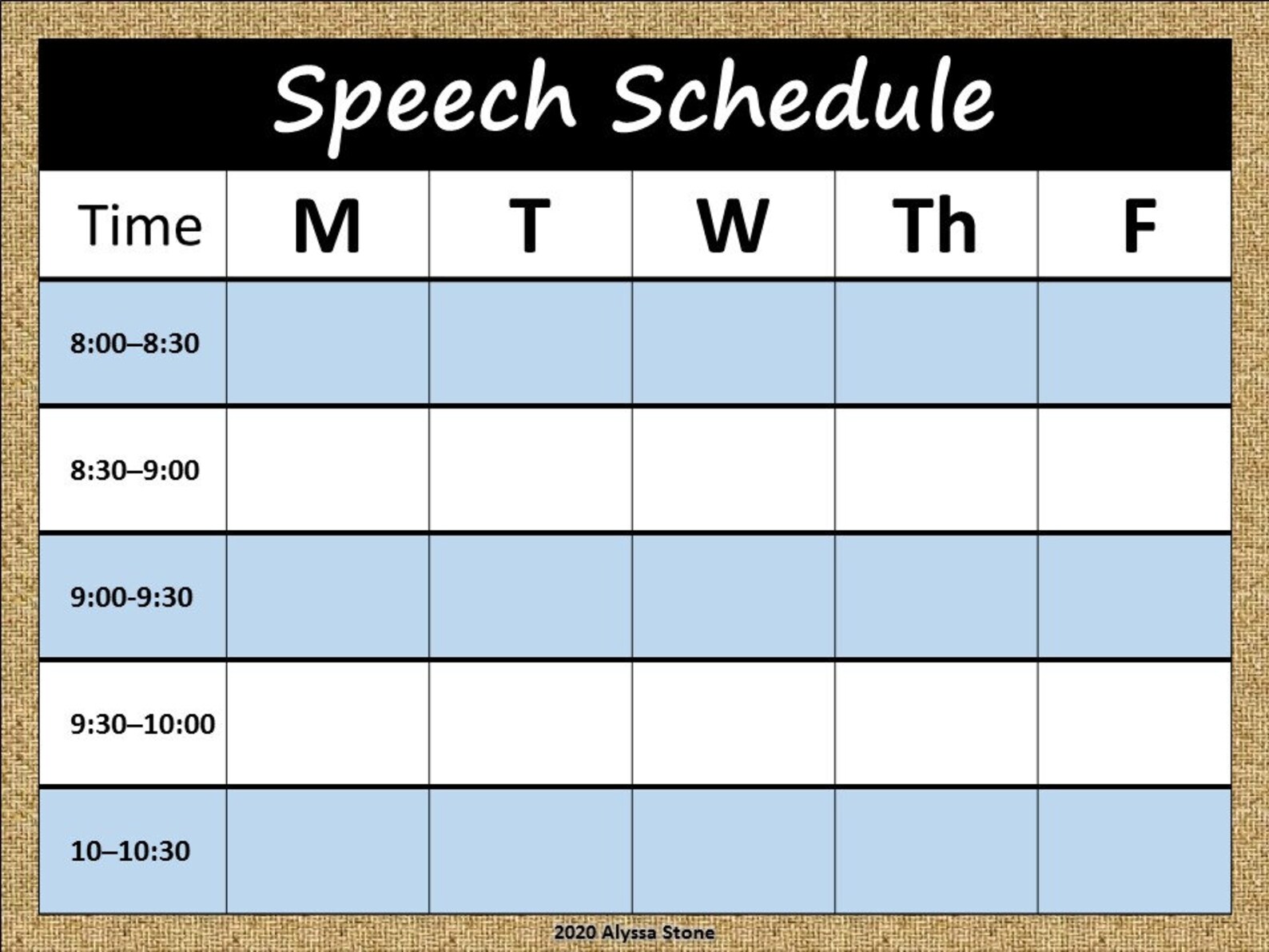Speech Schedule A-4 POSTER - Burlap - Etsy
