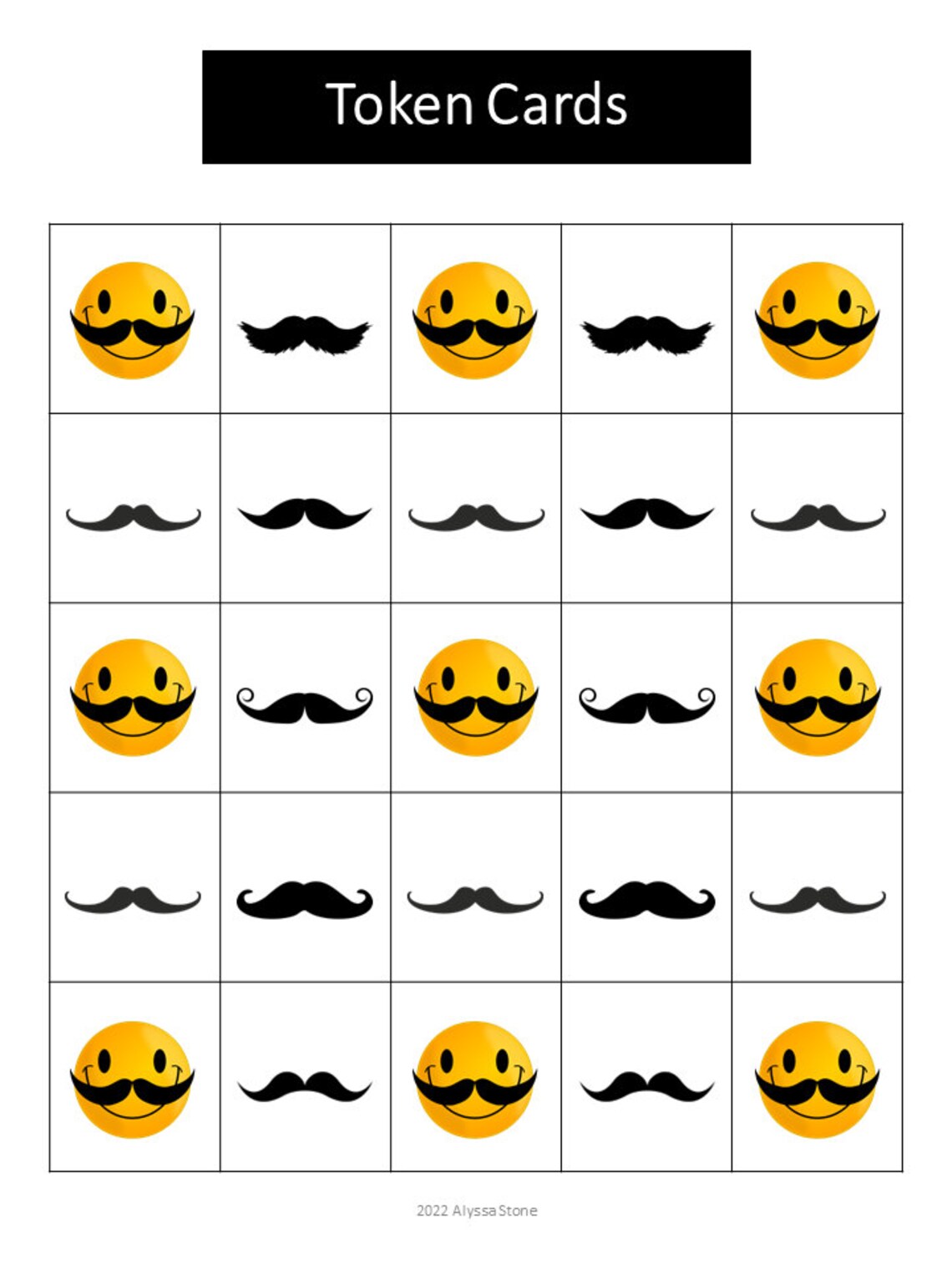 Editable Token Boards Moustaches Special Education - Etsy