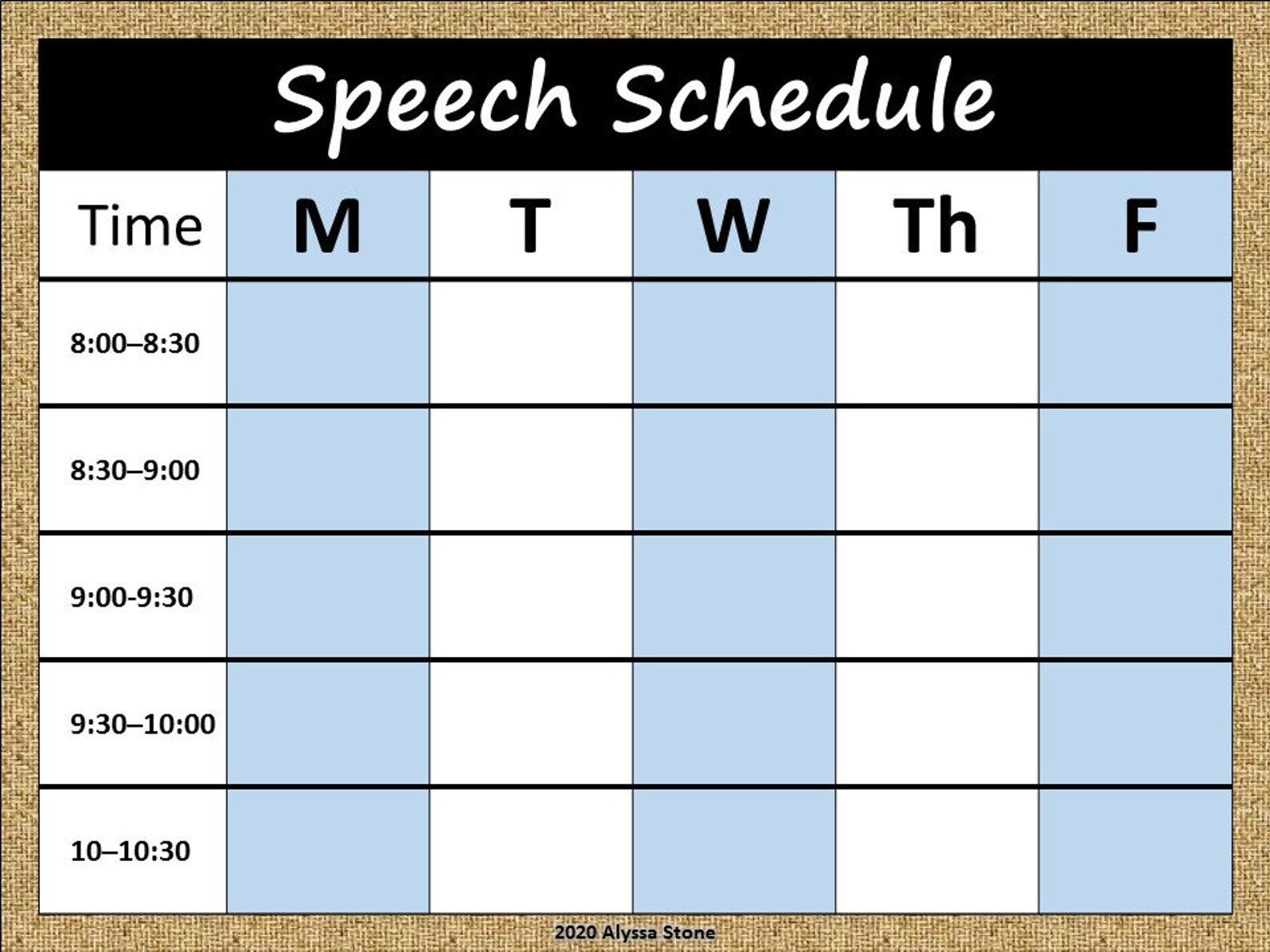 Speech Schedule A-4 POSTER - Burlap - Etsy