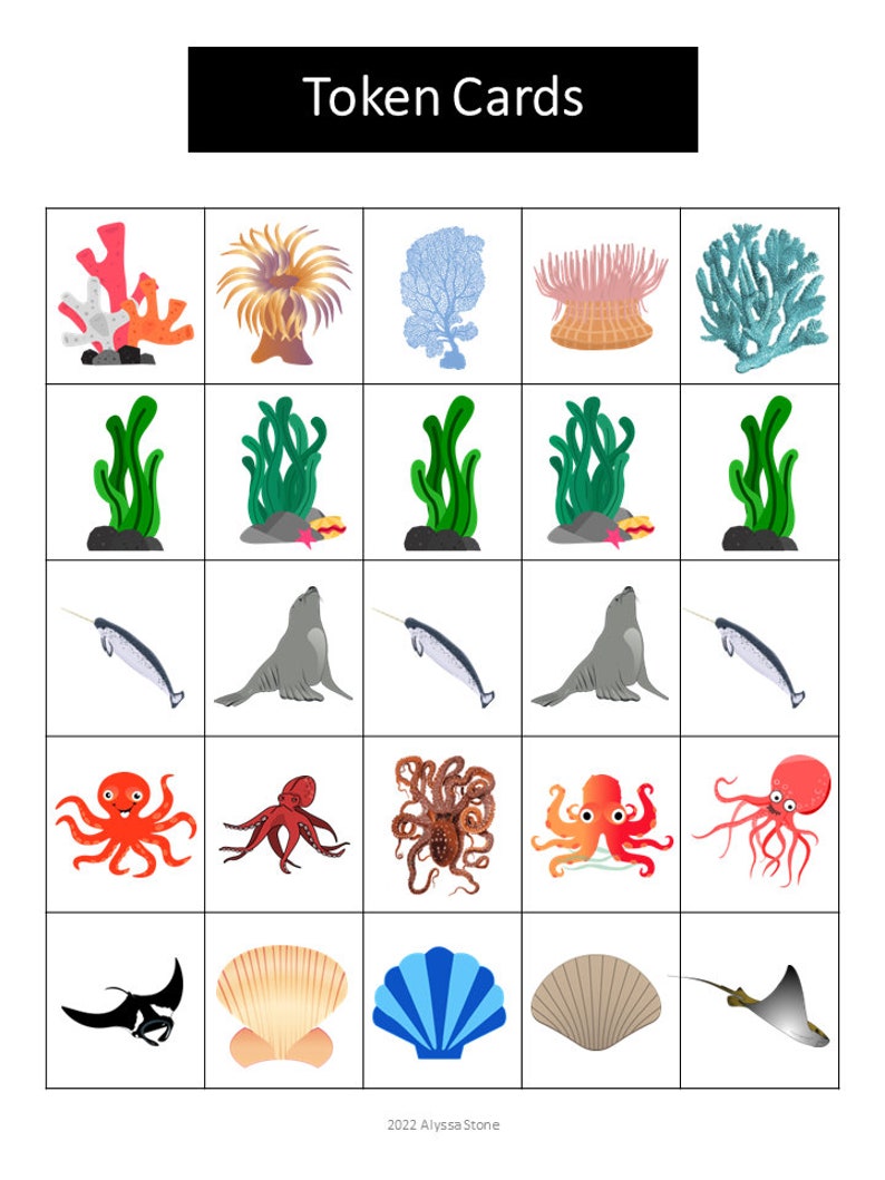 Editable Token Boards - ANIMALS - Ocean Animals | Special Education - Etsy