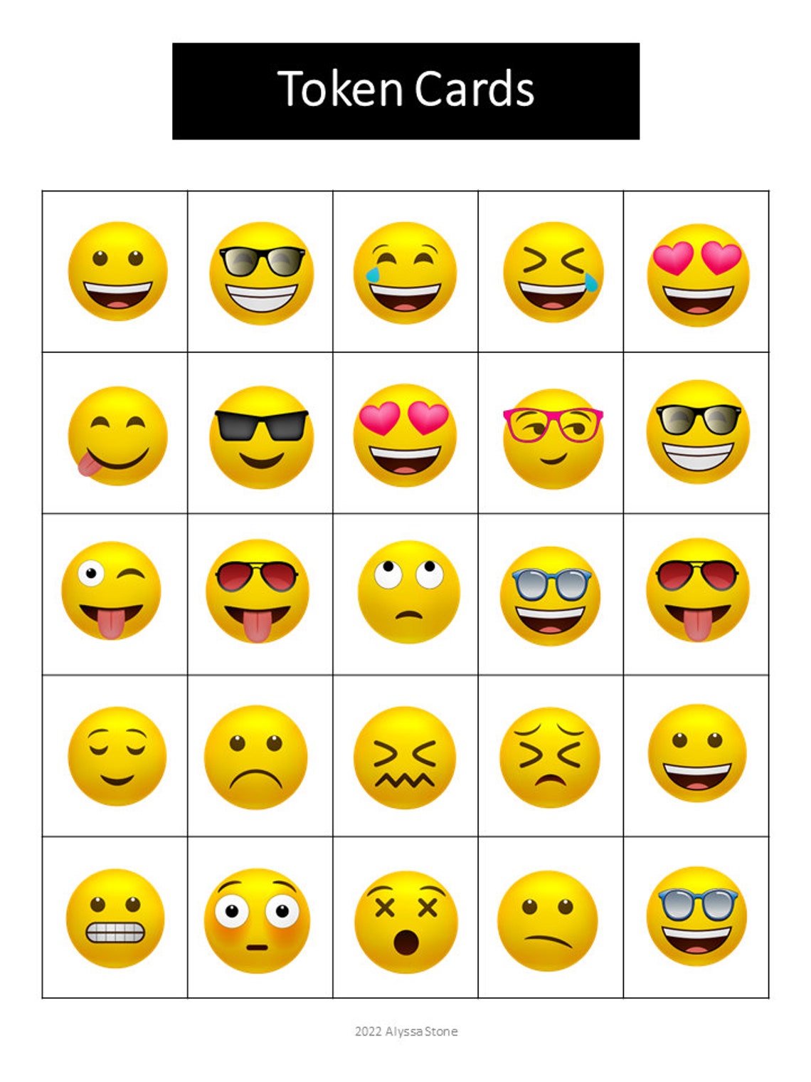Editable Token Boards - Emojis | Special Education - Etsy