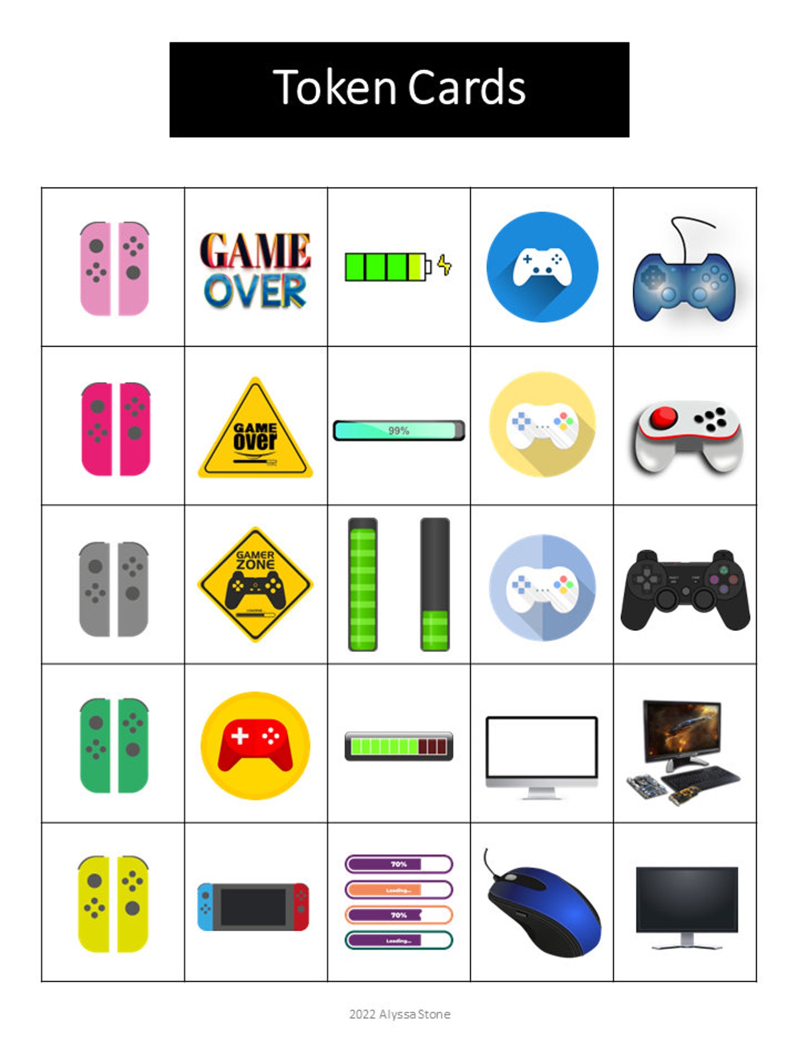 Editable Token Boards Videogames Special Education - Etsy