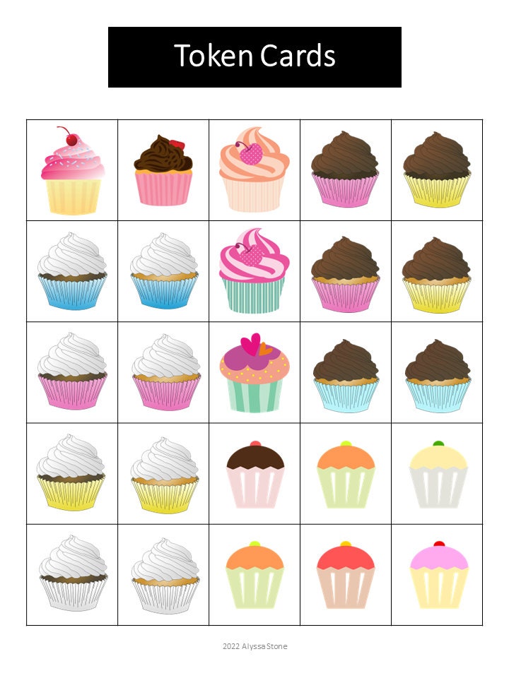 Editable Token Boards - FOOD - Cupcakes | Special Education - Etsy