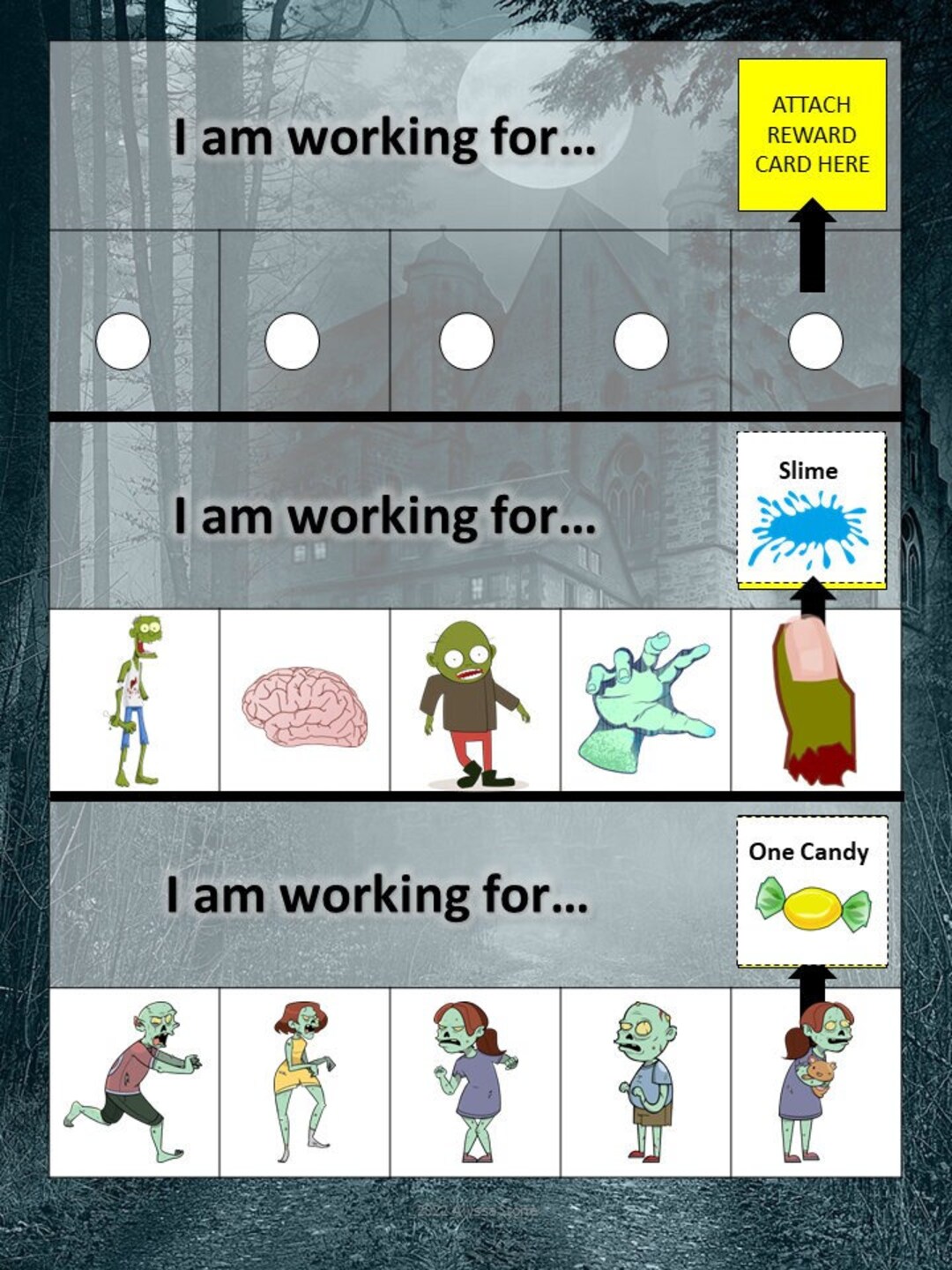 Editable Token Boards - Zombies | Special Education - Etsy