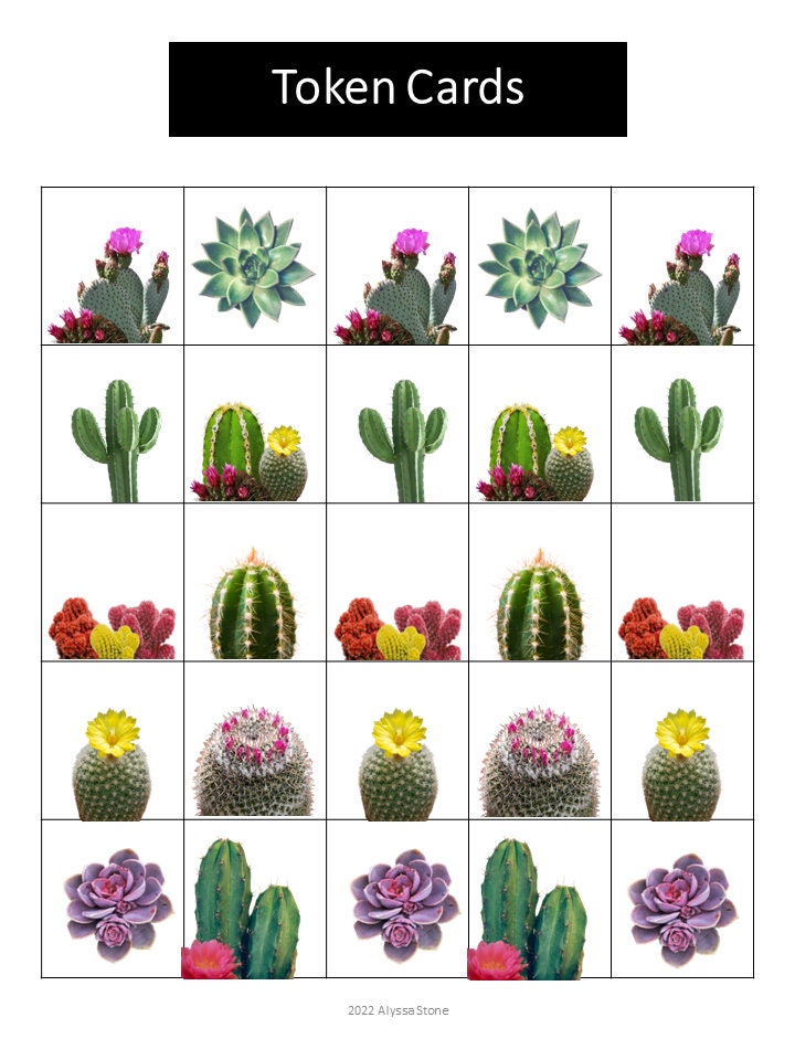 Editable Token Boards PLANTS Cacti & Succulents Special Education - Etsy