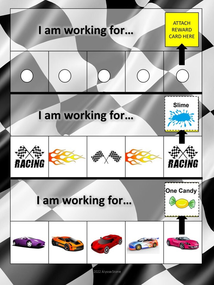 Editable Token Boards - Racecars | Special Education - Etsy