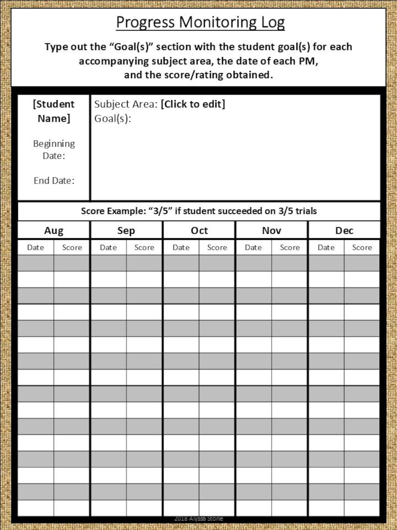 Behavior Documentation & Progress Monitoring Logs - Burlap - Etsy