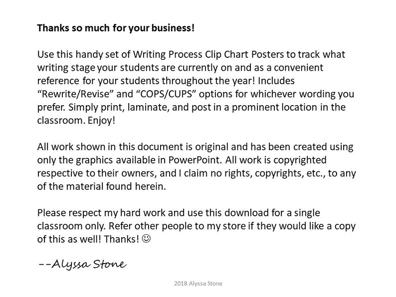 Writing Process Pencil Clip Chart (instant Download) - Etsy