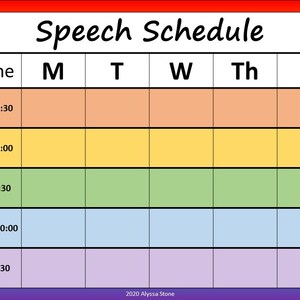 Speech Schedule A-4 POSTER - Rainbow - Etsy