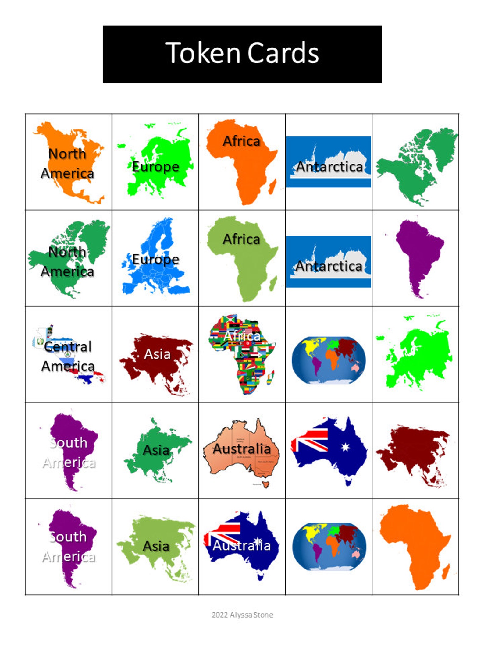 Editable Token Boards - Continents of the World | Special Education - Etsy