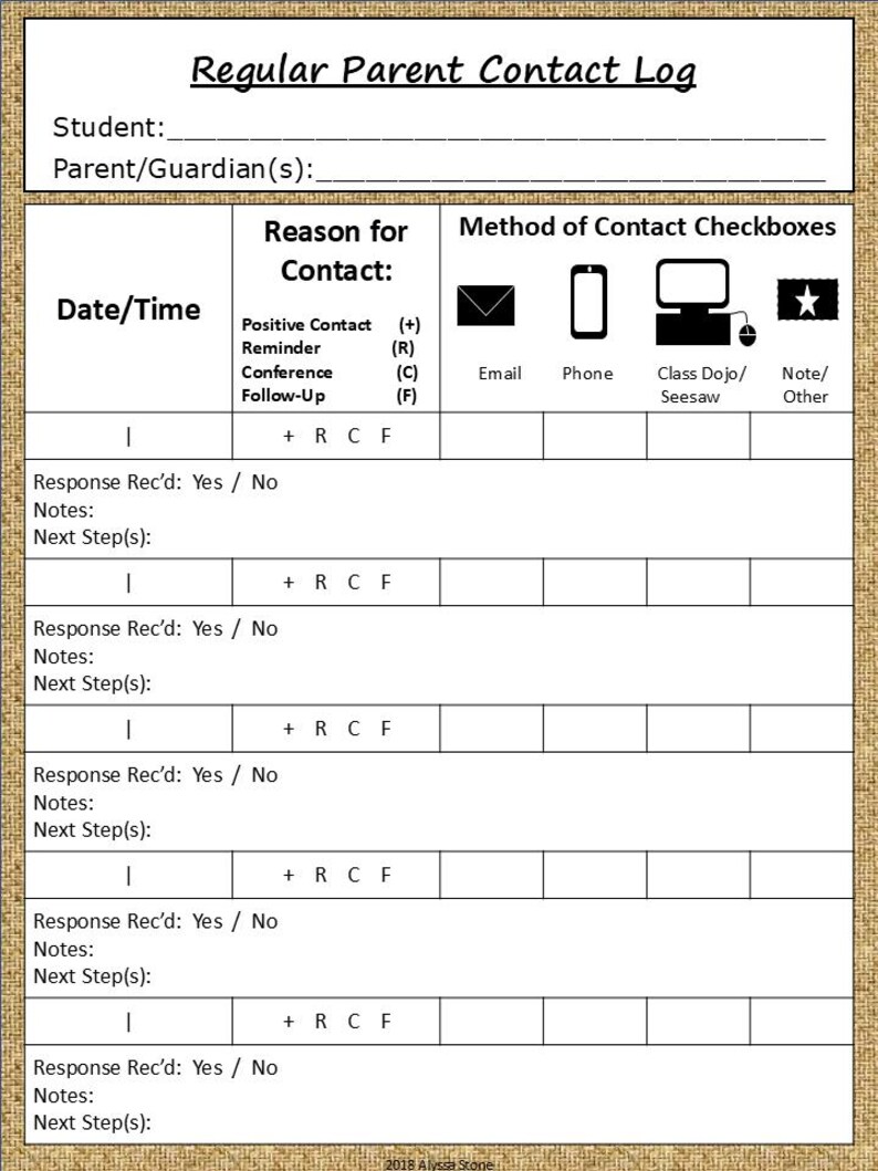 Parent Communication Binder Pack - Burlap - Etsy