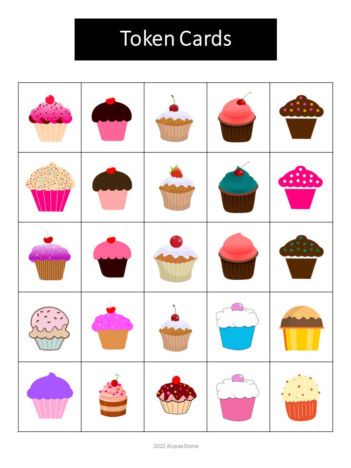 Editable Token Boards - FOOD - Cupcakes | Special Education - Etsy