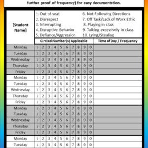 Behavior Documentation & Progress Monitoring Logs Rainbow - Etsy